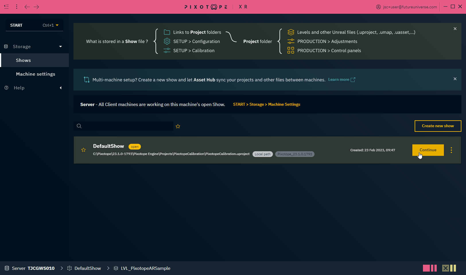 Starting Pixotope - START